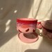 Ceramic Pink Watermelon Mug With Plate, Porcelain Cup, Handmade Coffee ...