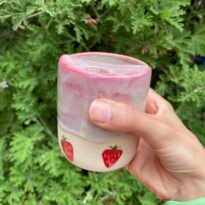 Pre-order Handmade Ceramic Strawberry Travel Mug: Pottery Coffee Tea ...