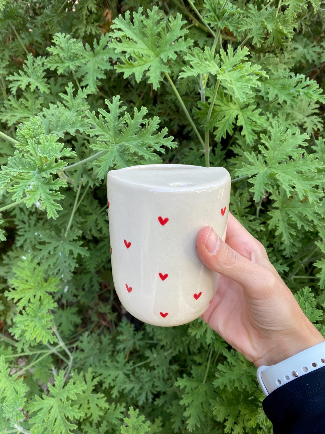 Pre-order Handmade Ceramic Heart Travel Mug: Pottery Coffee Tea Sip Cup ...