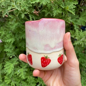 Pre-order Handmade Ceramic Strawberry Travel Mug: Pottery Coffee Tea ...