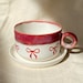 Ceramic Red Bow Ribbon Coquette Mug With Plate, Porcelain Cup, Handmade ...