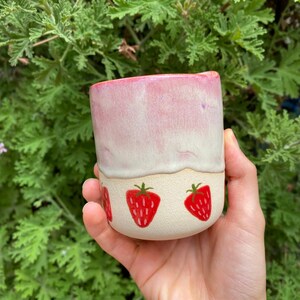 Pre-order Handmade Ceramic Strawberry Travel Mug: Pottery Coffee Tea ...