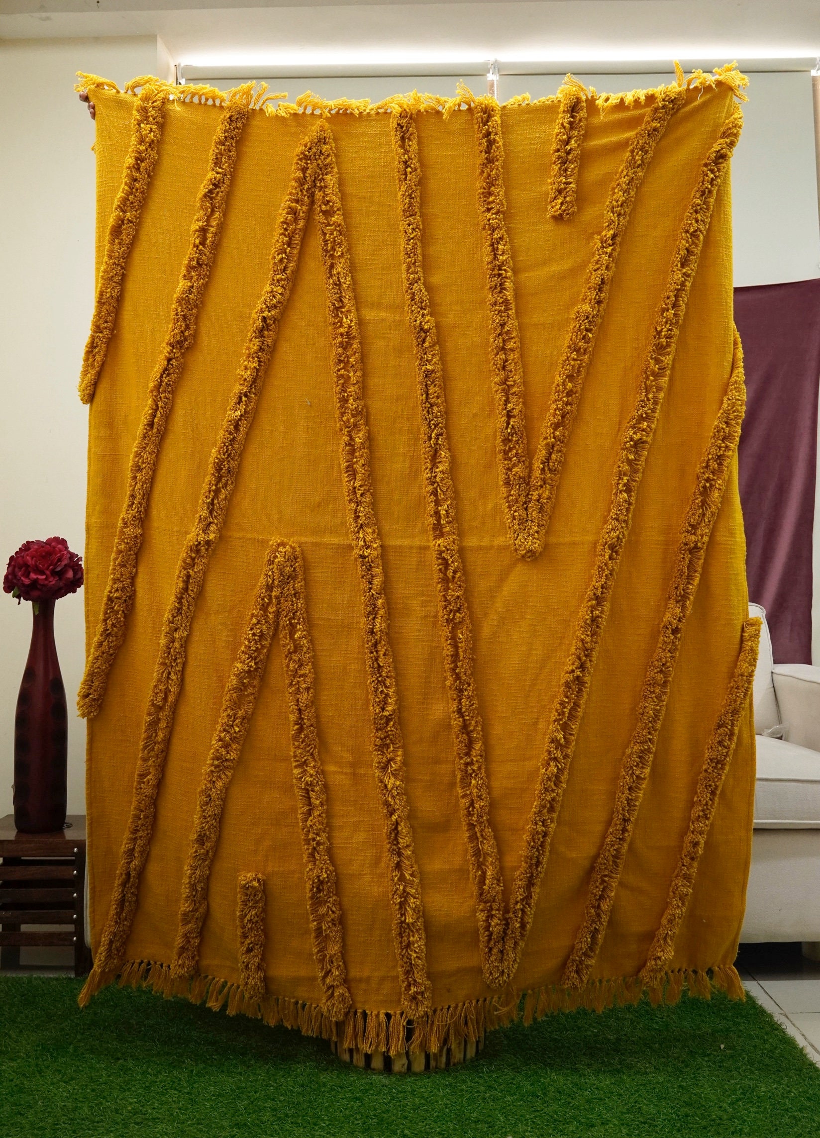 Bohemian Mustard Throw Blanket Handwoven Throw Sofa Throw - Etsy