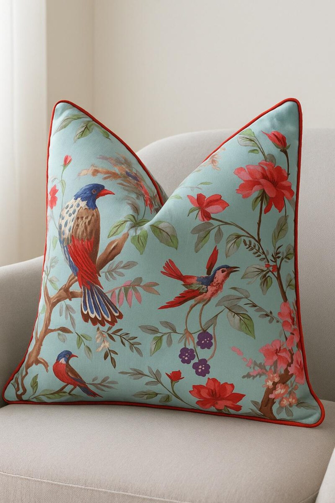 Mexican Painter Pillow Case | Blue Bird Decorative Cushion Cover ...