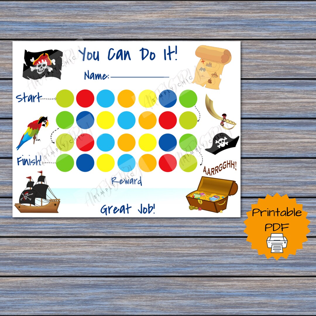 Kids Rewards Chart | Printable Reward Chart | Kid Goal Chart | Pirate ...