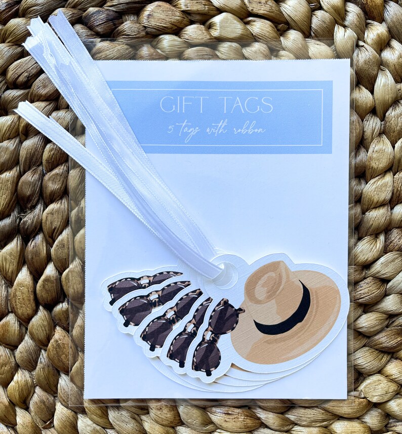 Sun Hats and Sunglasses Gift Tags Set of 5 - Etsy