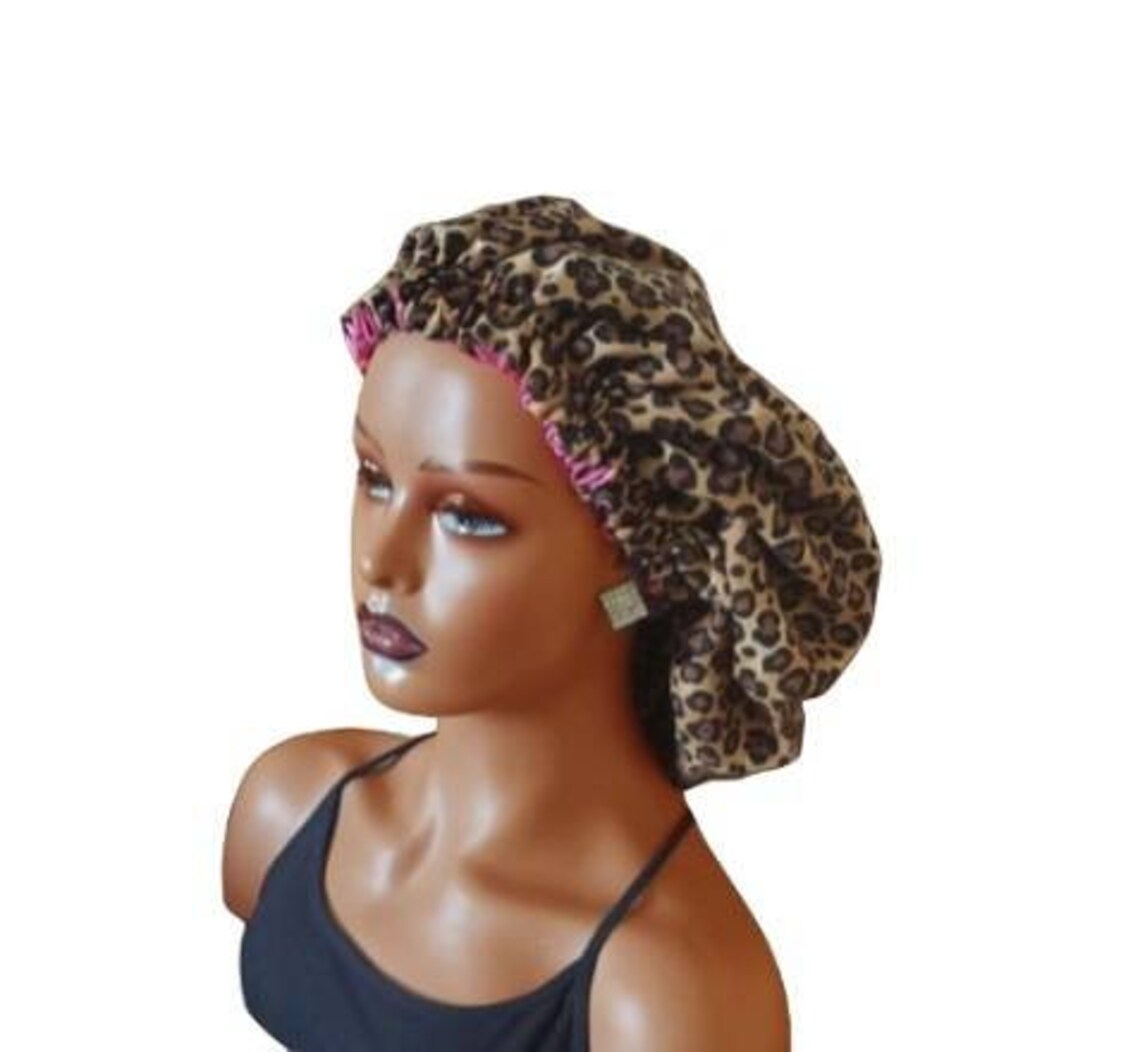 Cheetah/leopard 100% Satin Lined Bonnet Large Double Layer - Etsy