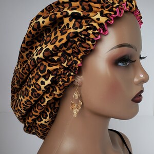 Cheetah/leopard 100% Satin Lined Bonnet Large Double Layer - Etsy