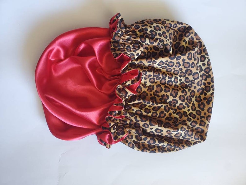 Cheetah/leopard 100% Satin Lined Ruffle Bonnet | Large Adult Bonnet for ...