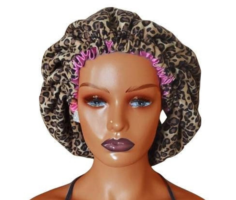 Cheetah/leopard 100% Satin Lined Bonnet Large Double Layer - Etsy