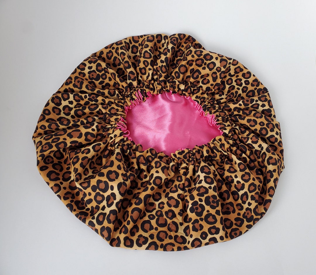 Cheetah/leopard 100% Satin Lined Bonnet | Large Double Layer Adult ...