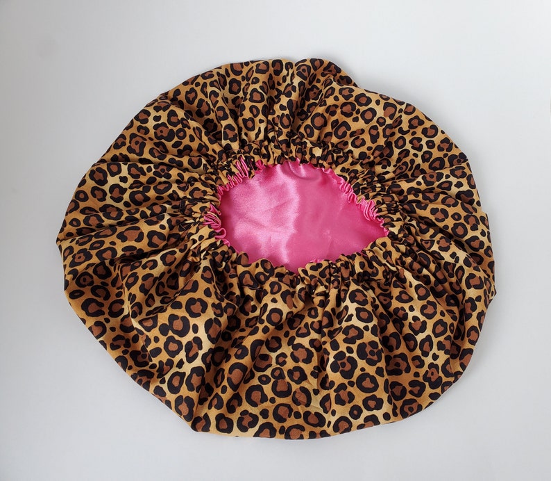 Cheetah/leopard 100% Satin Lined Bonnet | Large Double Layer Adult ...