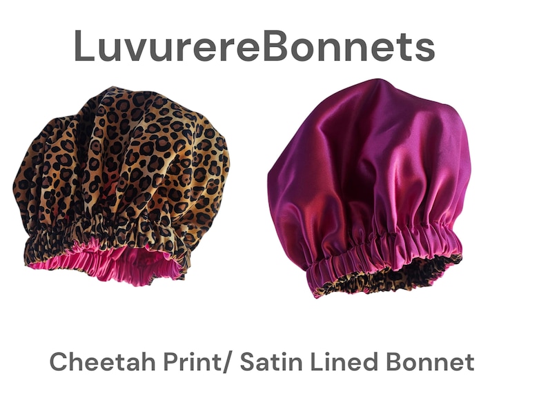 Cheetah/leopard 100% Satin Lined Bonnet | Large Double Layer Adult ...