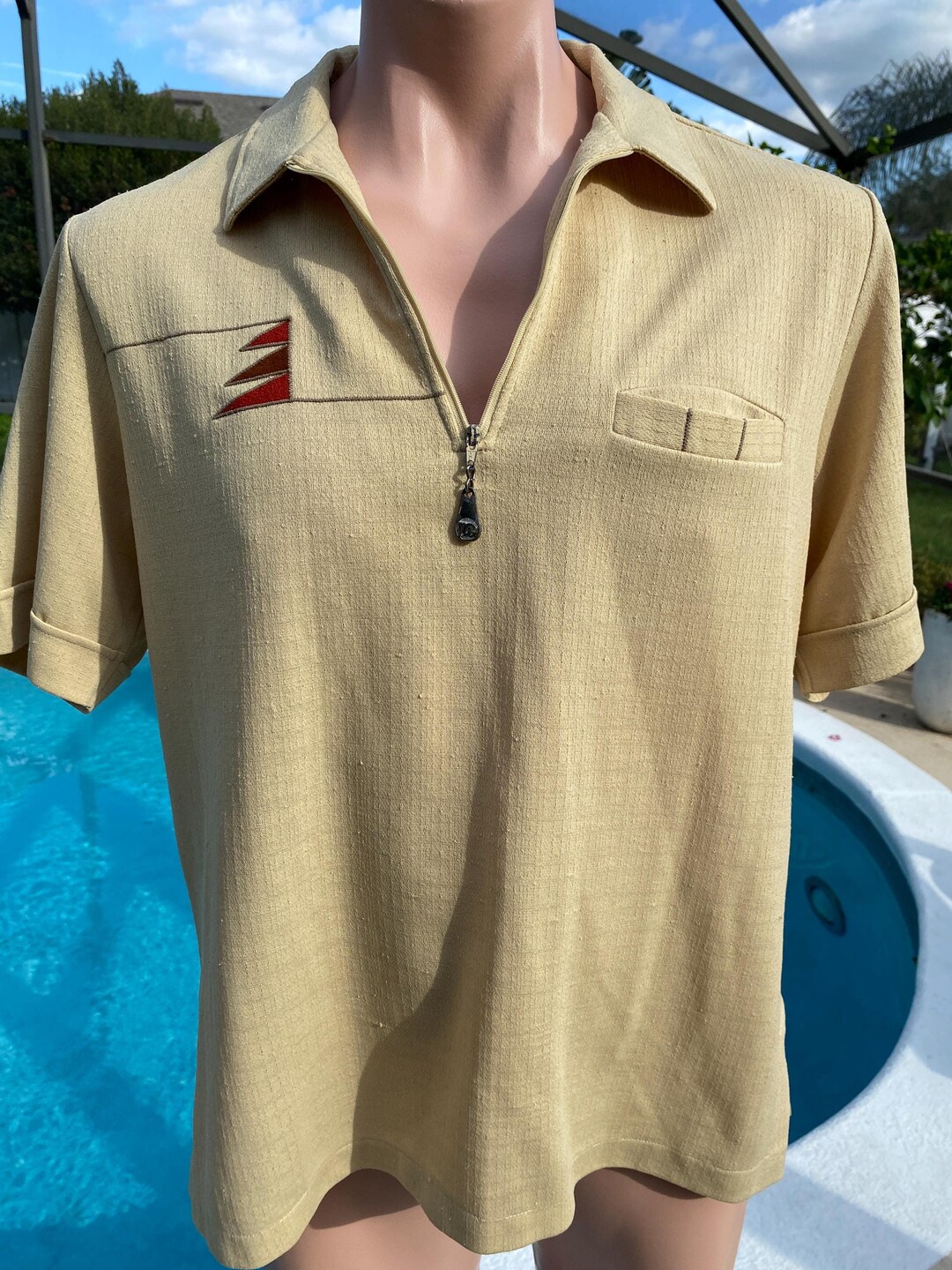 Vintage 60's D'gala 1/2 Zip Atomic Logo Rat Pack Florida Polo Rough ...