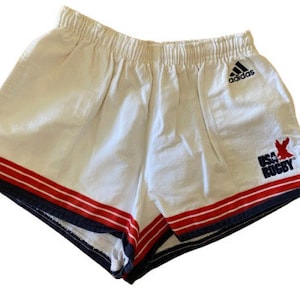 RARE Vintage Stretch Adidas USA Rugby Thick Cotton Shorts Mens 2634 XS ...