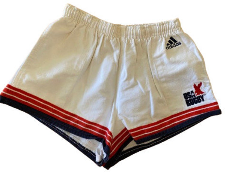 RARE Vintage Stretch Adidas USA Rugby Thick Cotton Shorts Mens 2634 XS ...