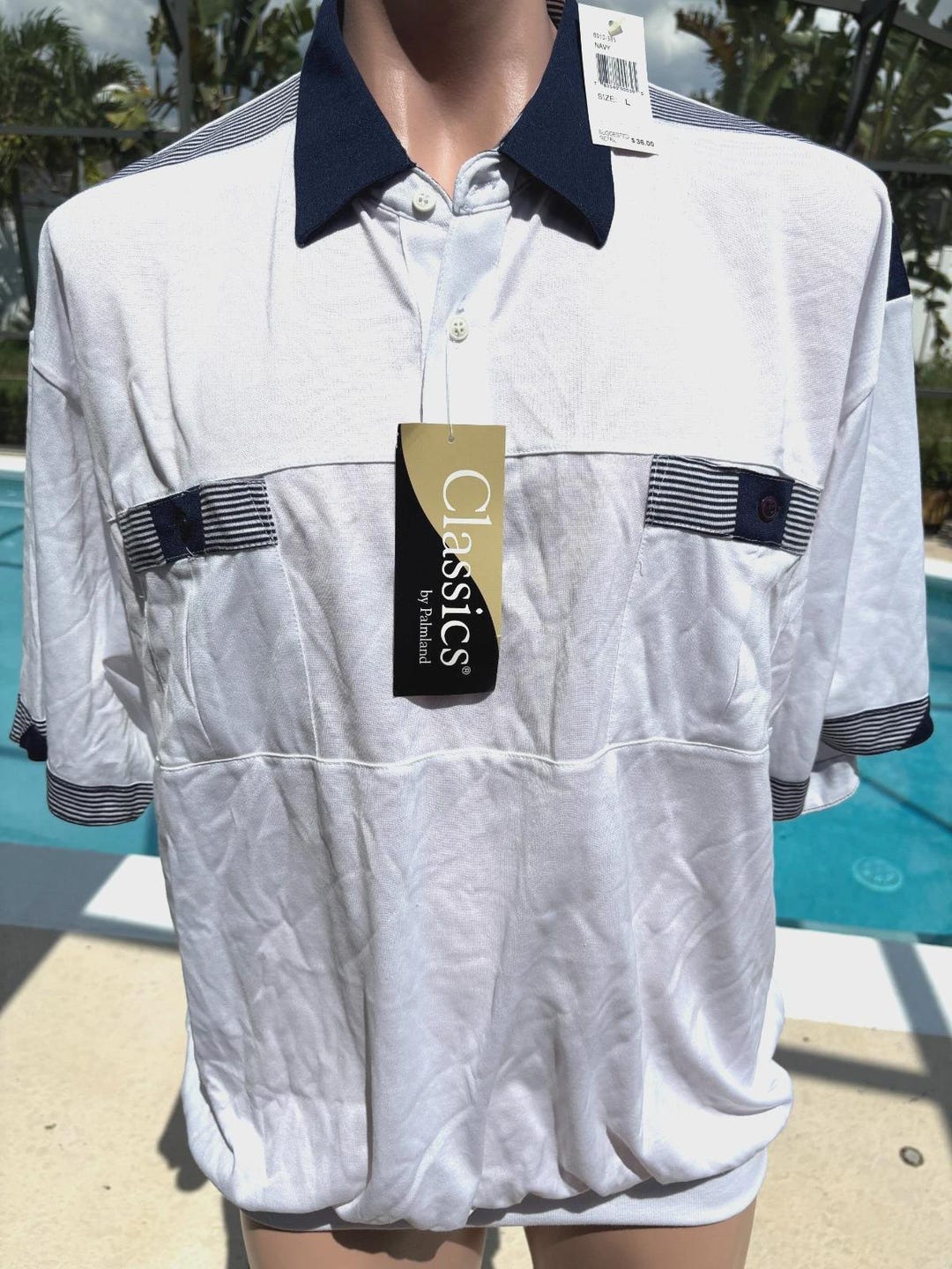 Vintage 70's Classics Palmland White Polo Shirt Mens L Large NEW Gaucho ...