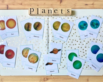 Solar System Three Part Cards - Etsy