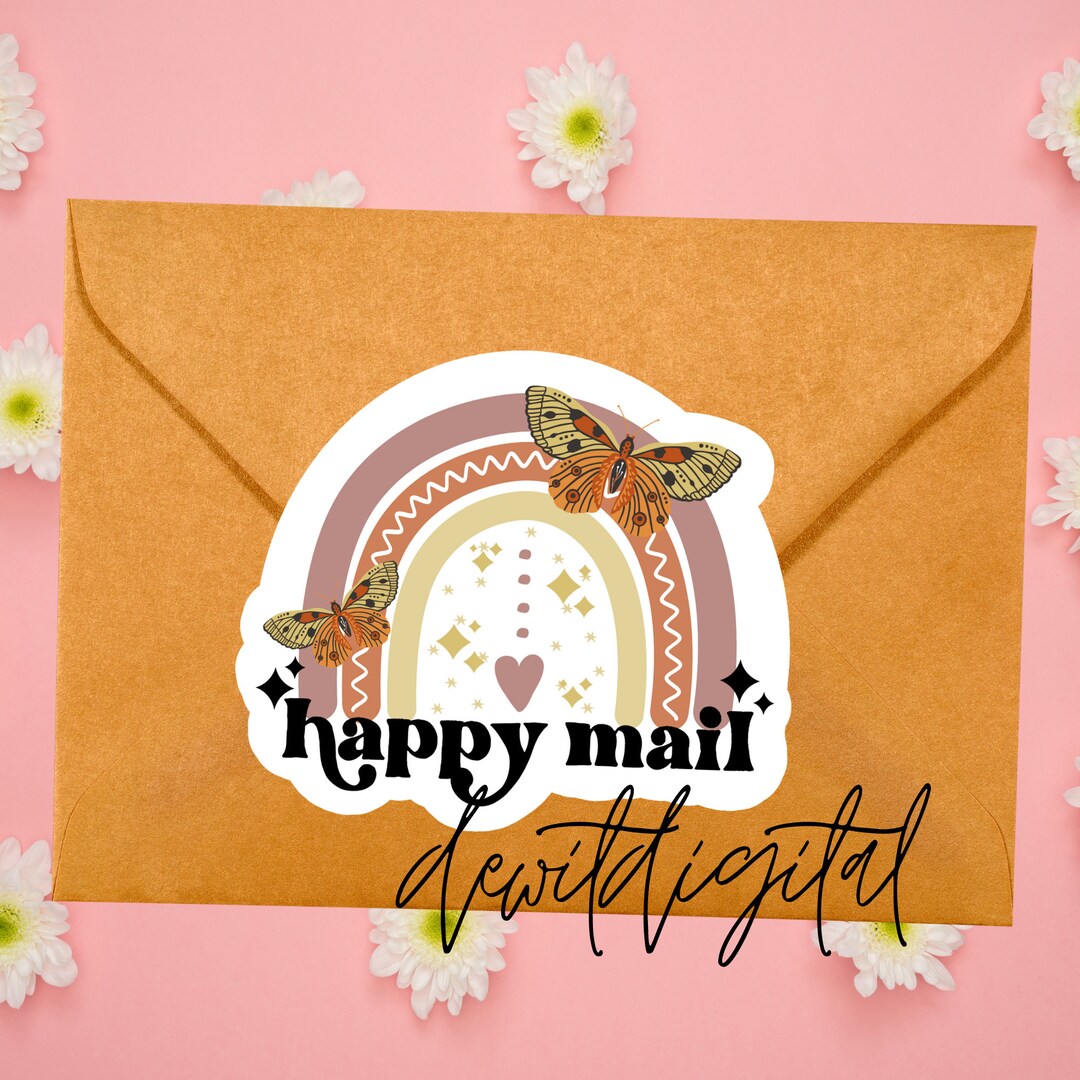 Happy Mail Stickers, Boho Rainbow Stickers, Mailing Stickers Etsy Store ...