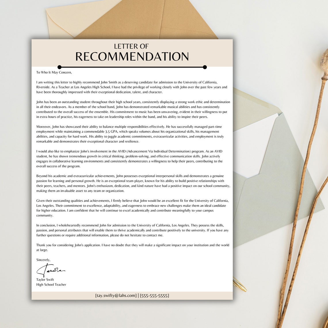 Editable Letter of Recommendation Template (canva & Powerpoint) - Etsy