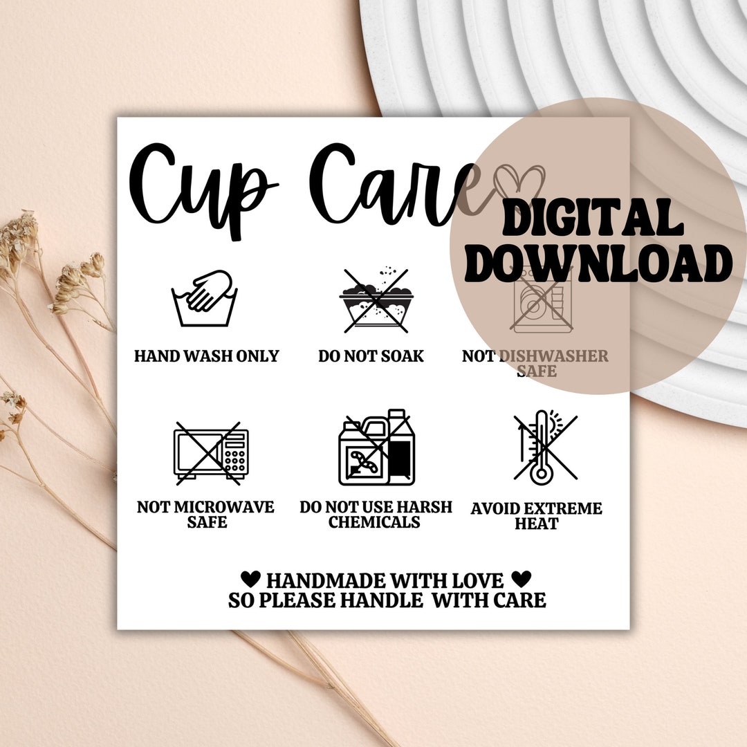 Cup Care Card, Square Cup Care, Tumbler Instructions, Care Card Png ...