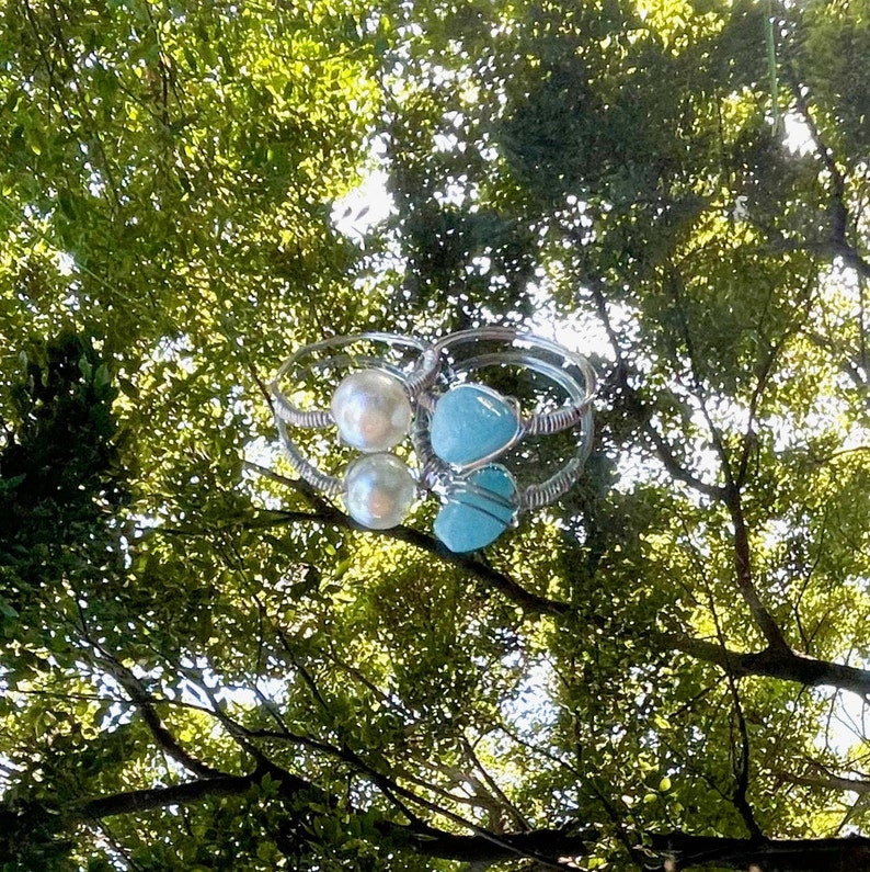 Single Aesthetic Wire Rings. Crystal/ Gemstones or Pearl Beads. Create ...