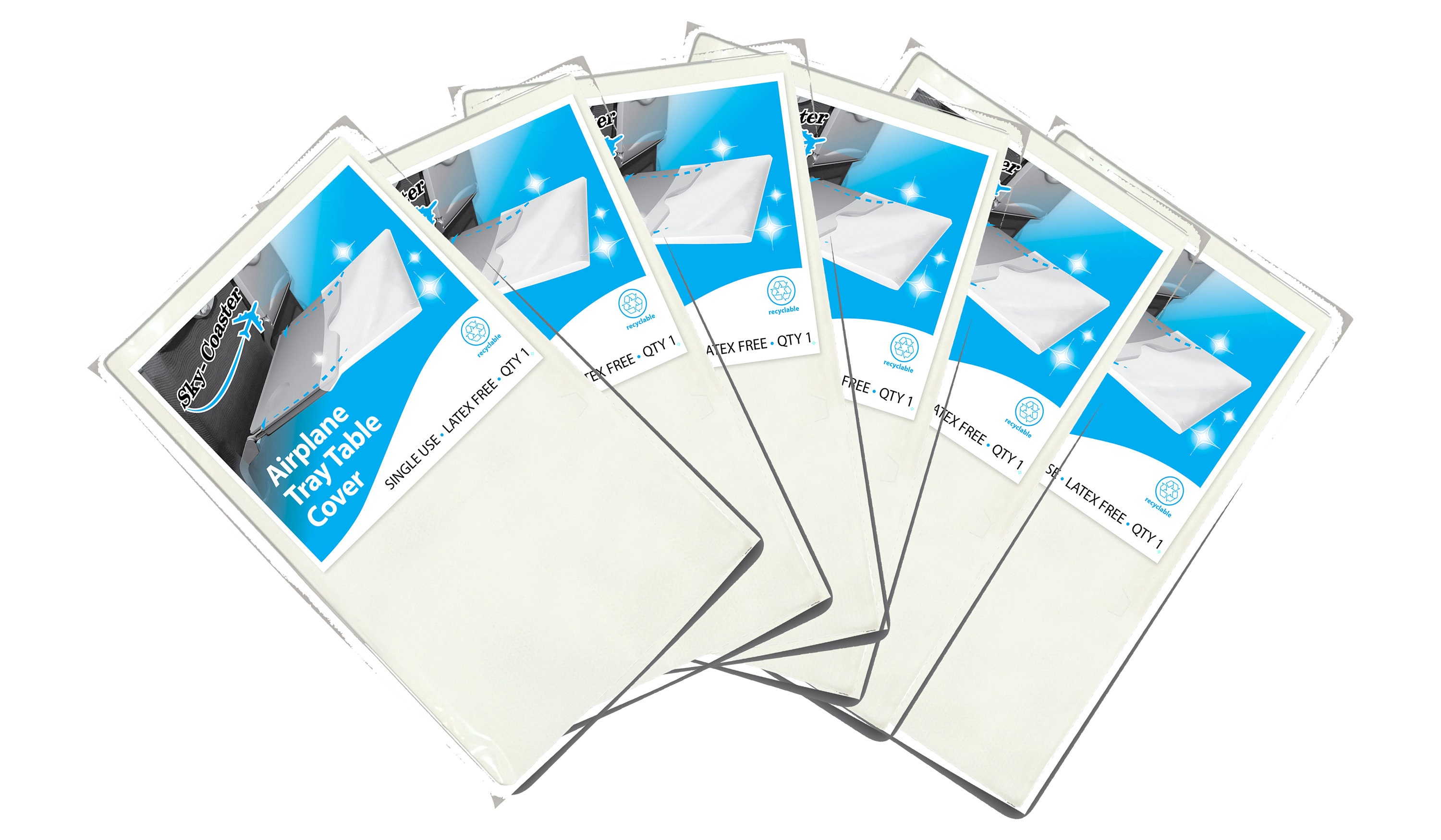 Sky-coaster Airplane Tray Table Cover - Pack of 6 - Individually ...