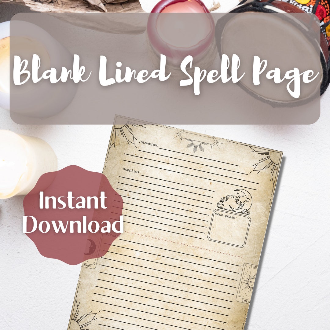 Printable Spell Page | Printable Book of Shadows Spell Page Digital ...