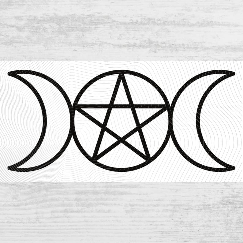 Triple Moon With Pentacle - Digital Download PNG + Witchy SVG Files - Etsy