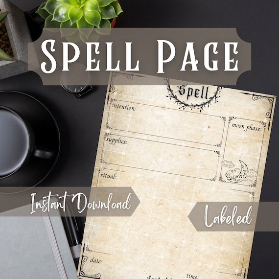 Printable Spell Page for Witchcraft PDF 11 X 8.5 - Etsy