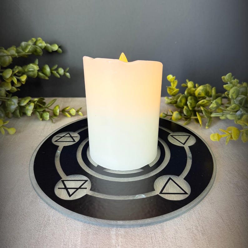 Pentacle Altar Plate: Glass Witchcraft Plate With Elemental Symbols - Etsy
