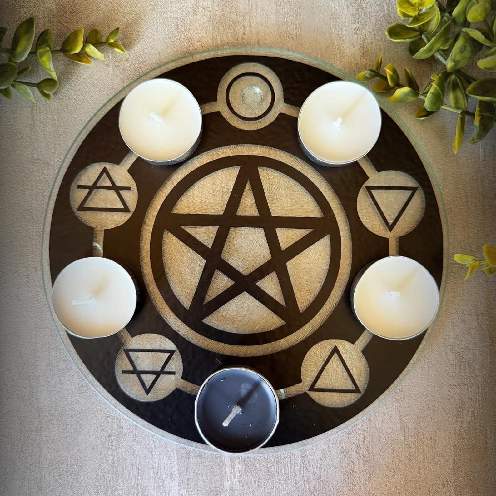 Pentacle Altar Plate: Glass Witchcraft Plate With Elemental Symbols - Etsy