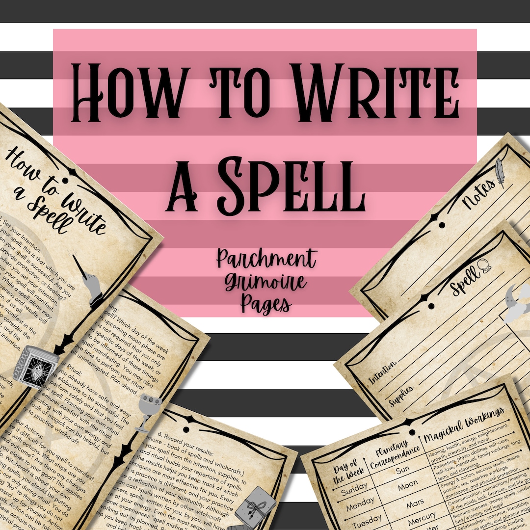 How to Write a Spell Parchment Pages for Grimoire - Etsy