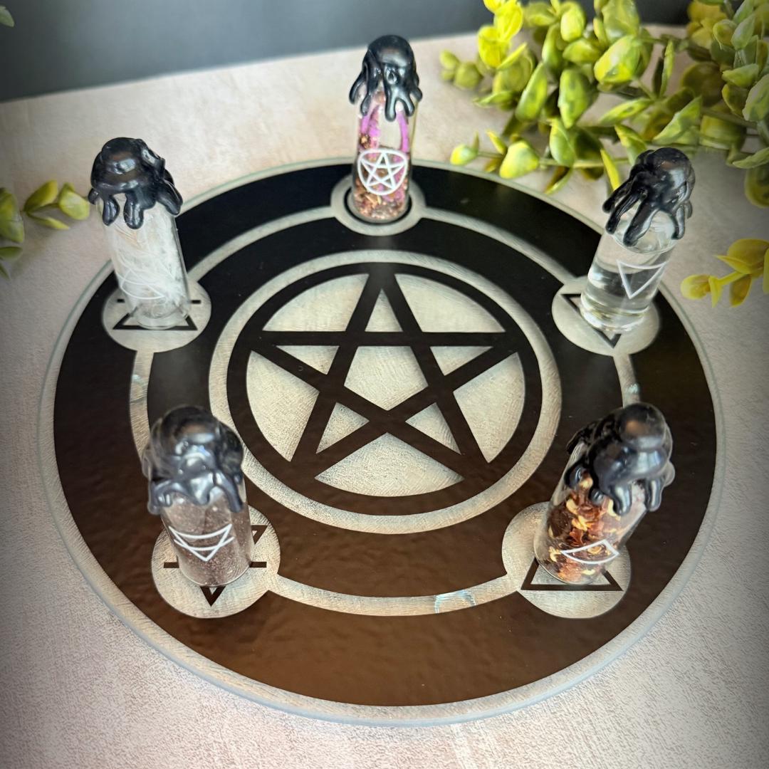 Pentacle Altar Plate: Glass Witchcraft Plate With Elemental Symbols - Etsy