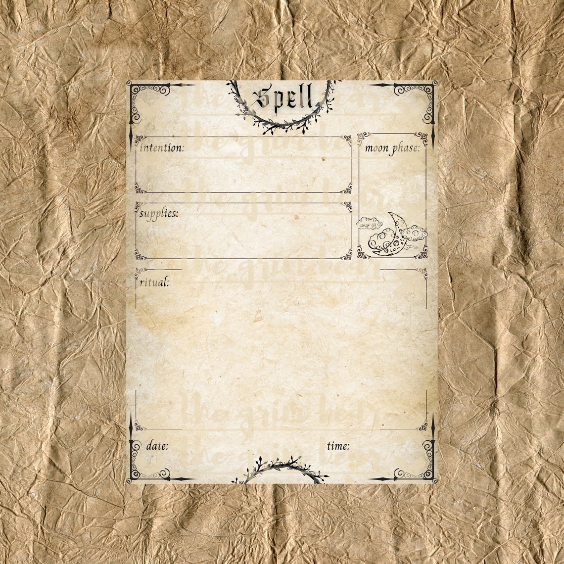 Printable Spell Page for Witchcraft PDF 11 X 8.5 - Etsy