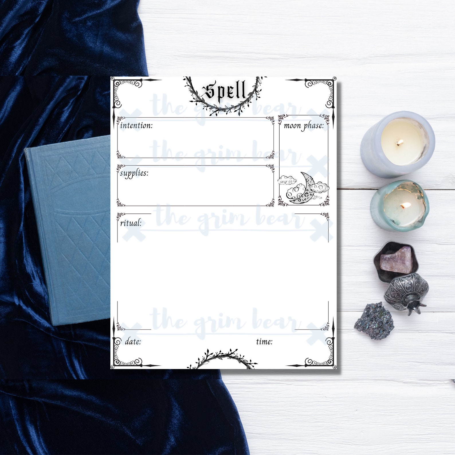 Printable Spell Page PDF Page LABELED Blank Grimoire Page - Etsy