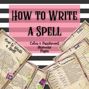 How to Write a Spell in Color and Parchment Design Grimoire Pages - Etsy