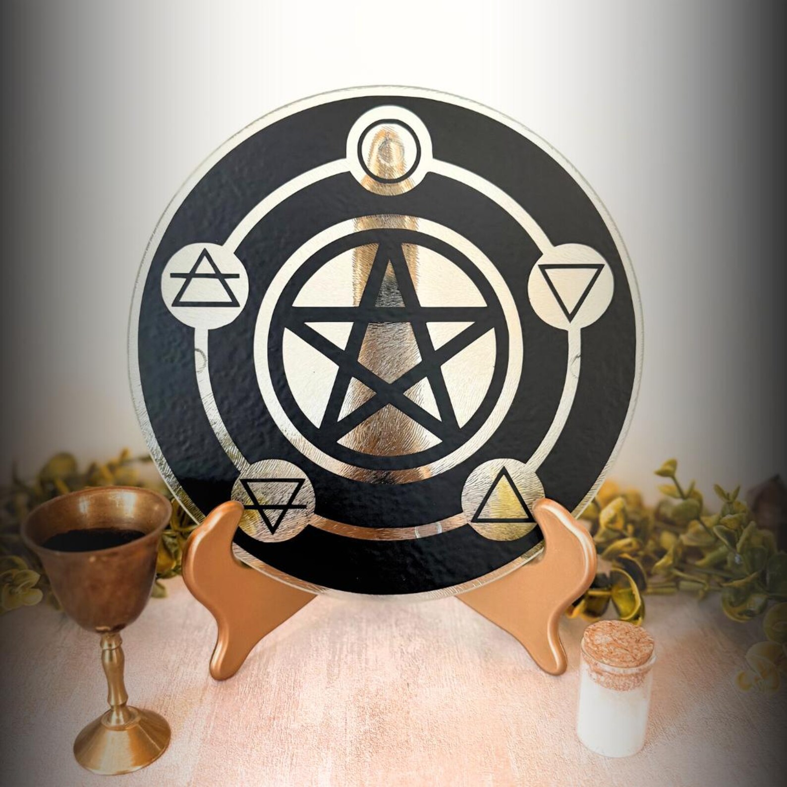 Pentacle Altar Plate: Glass Witchcraft Plate With Elemental Symbols - Etsy