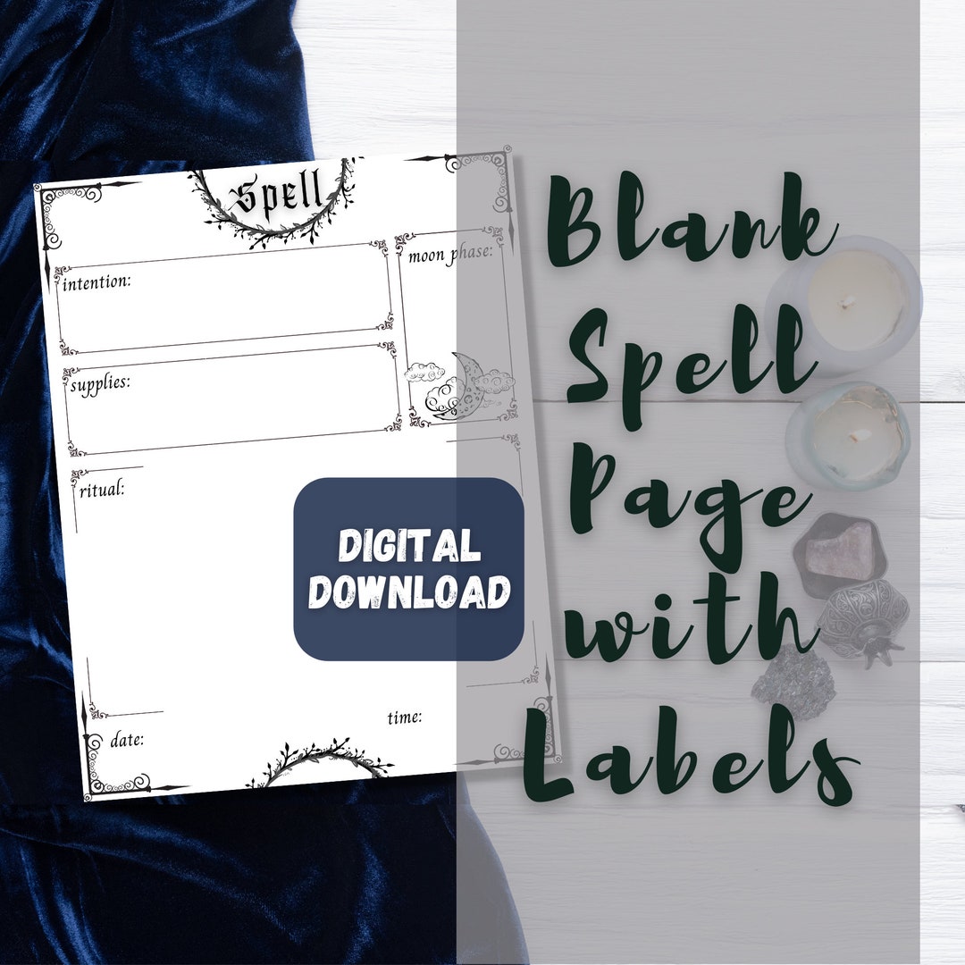 Printable Spell Page PDF Page LABELED Blank Grimoire Page Blank Book of ...