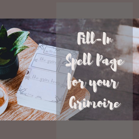 Printable Blank Spell Page PDF LABELED Grimoire Spell Page | Etsy