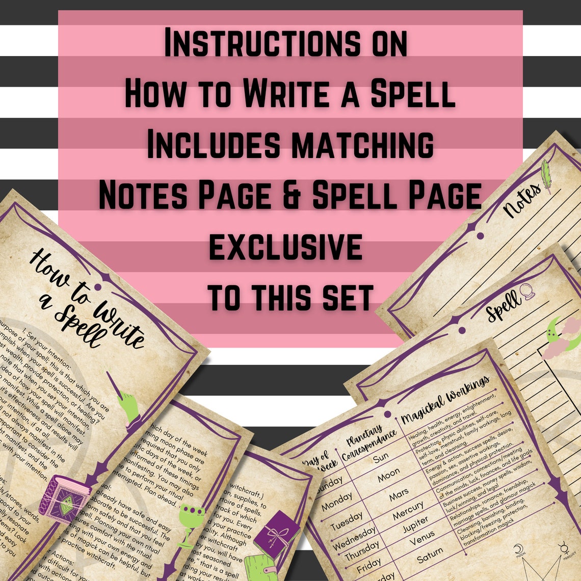 How to Write a Spell in Color and Parchment Design Grimoire - Etsy