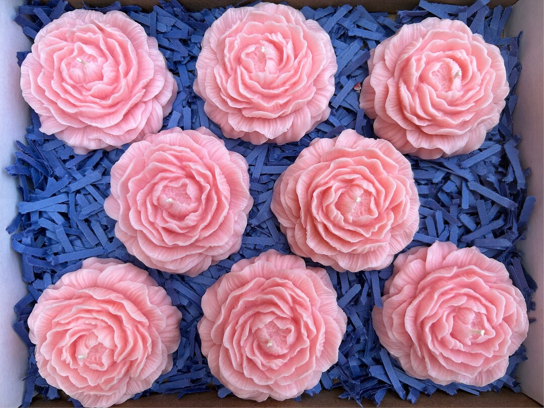 Set of 8 Rose Flower Candles - Etsy