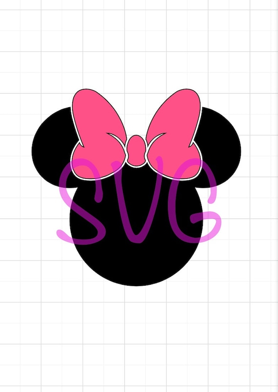 Minnie Head With Pink Bow | Etsy