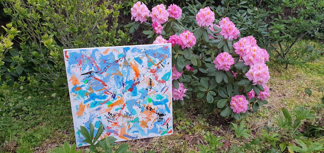 Square Modern Art Blue Abstract Painting Wall Hanging - Etsy