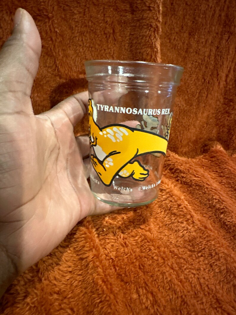 1988 Welchs Jelly Jar Glass Dinosaur Orange Tyrannosaurus Rex/ T Rex - Etsy