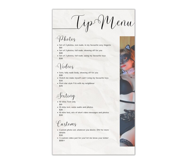 Onlyfans Tip Menu Canva Free Templates Editable Template Etsy
