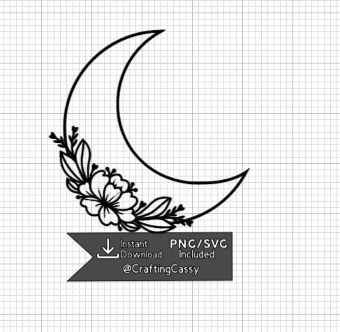 Floral Moon SVG - Etsy