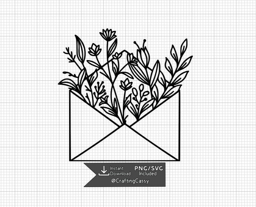 Floral Envelope SVG - Etsy