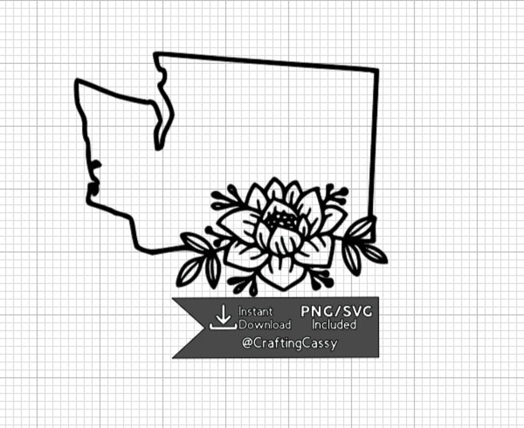 Floral WA SVG - Etsy