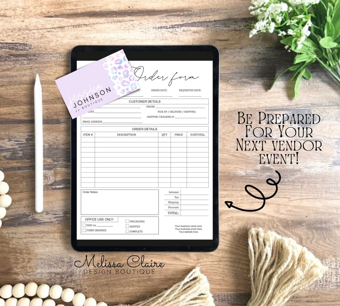 Editable Generic Order Form Template Custom Order Form Order - Etsy